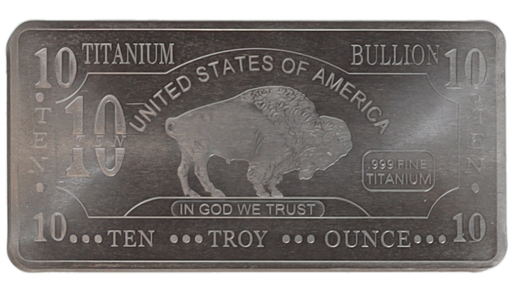 Ten Troy Ounce "Buffalo" .999 Fine Titanium Bullion Bar | Pristine Auction