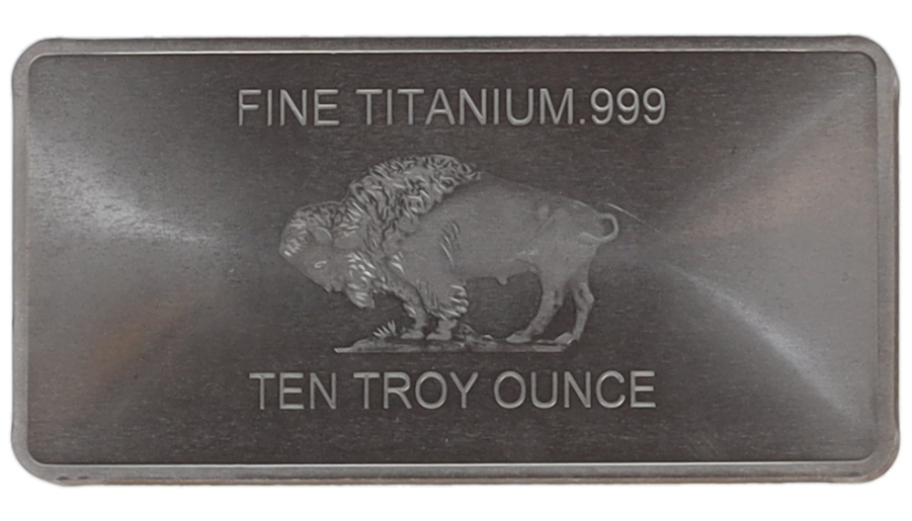 Ten Troy Ounce "Buffalo" .999 Fine Titanium Bullion Bar | Pristine Auction