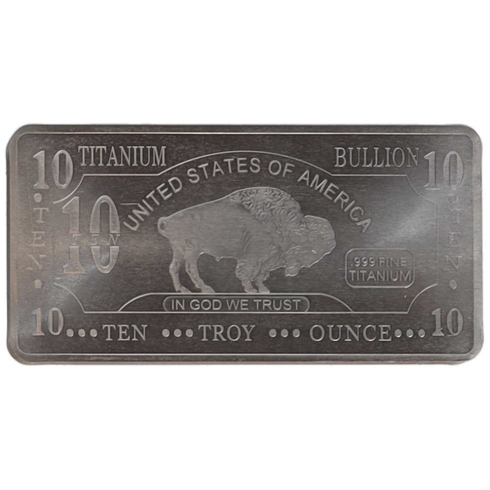 Ten Troy Ounce "Buffalo" .999 Fine Titanium Bullion Bar | Pristine Auction