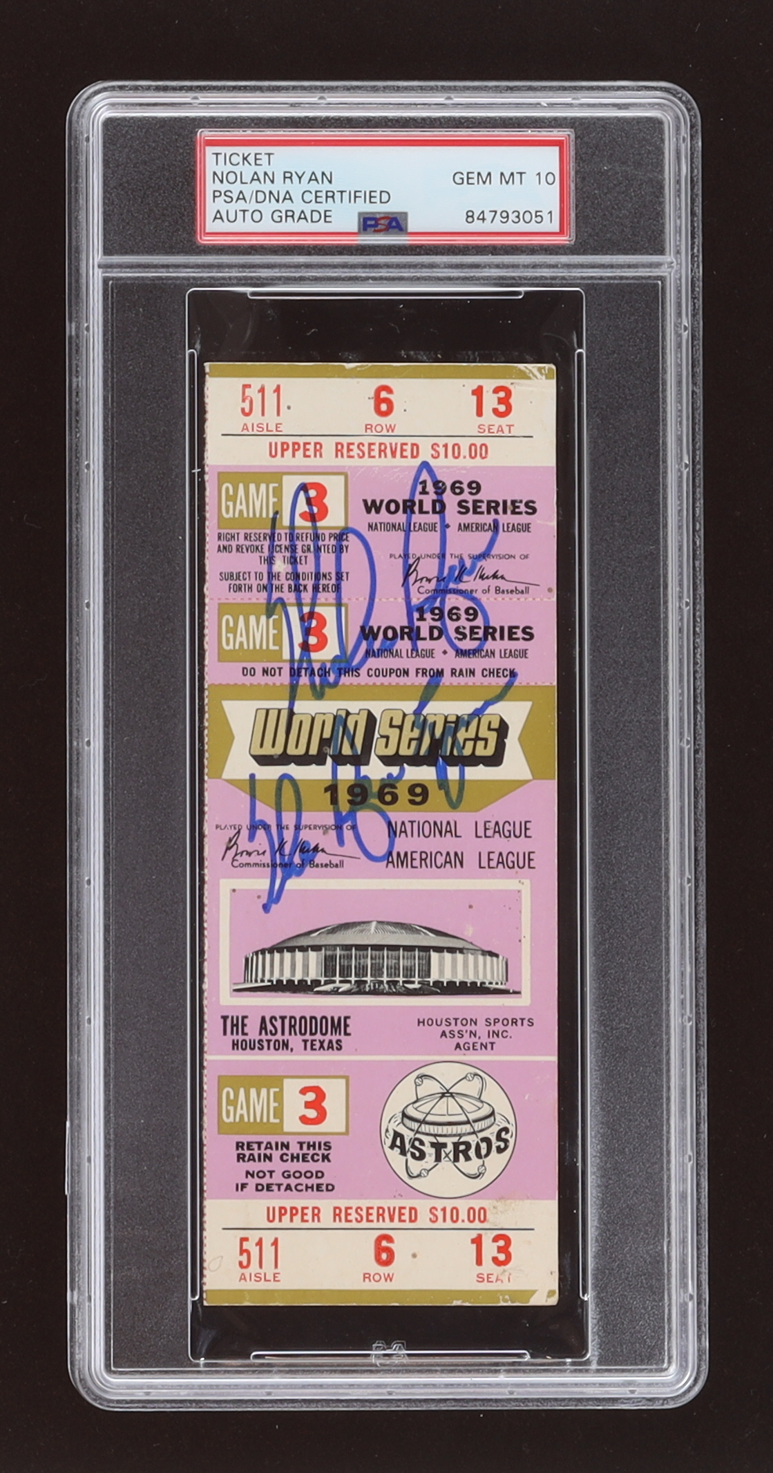 Nolan Ryan Signed 1969 World Series Game 3 Ticket Stub Inscribed "The ...