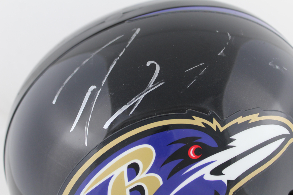 Ray Lewis Signed Ravens Full-Size Helmet Helmet (PSA)(See Description ...