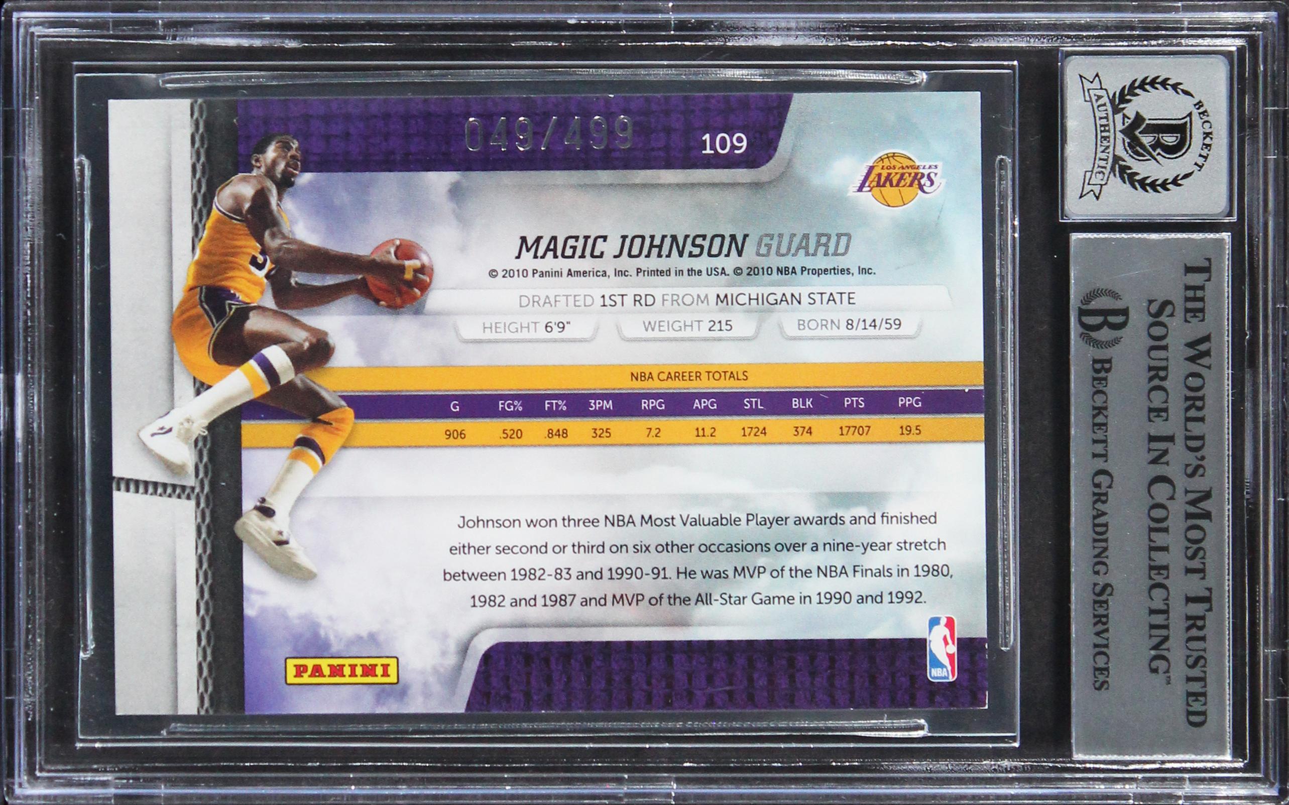 Magic Johnson Signed 2009-10 Absolute Memorabilia #109 (BGS) | Pristine ...