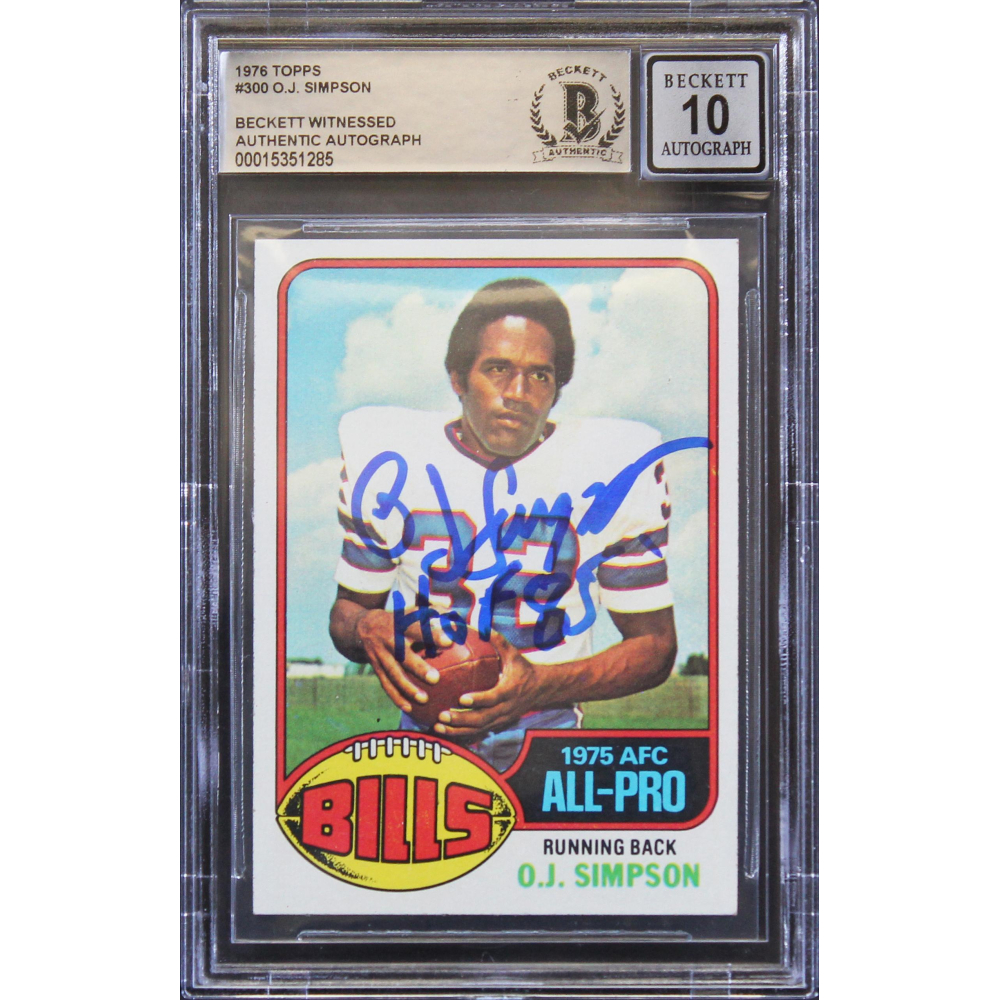 O.J. Simpson Signed 1976 Topps #300 Inscribed "HOF 85" (BGS) | Pristine ...