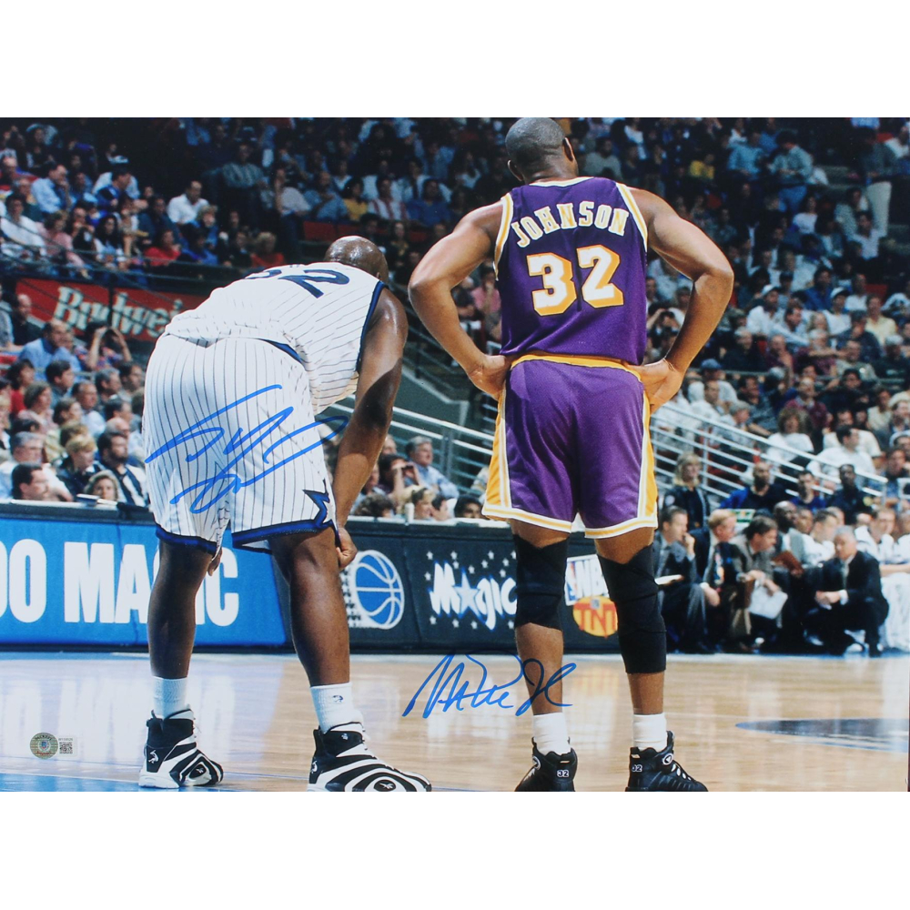 Magic Johnson & Shaquille O'Neal Signed 16x20 Photo (Beckett ...