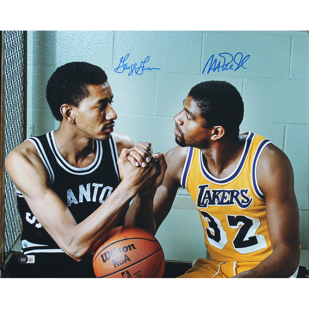 Magic Johnson & George Gervin Signed 16x20 Photo (Beckett) | Pristine ...