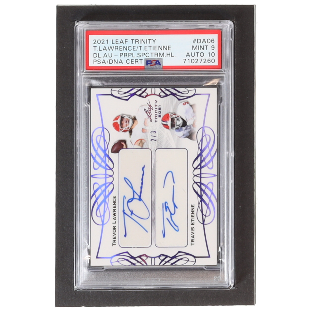 Trevor Lawrence / Travis Etienne 2021 Leaf Trinity Dual Autographs ...