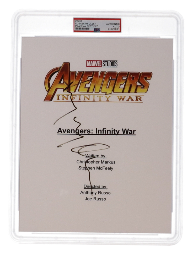 Elizabeth Olson Signed "Avengers: Infinity War" Script Cover (PSA ...