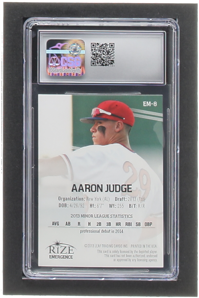 Aaron Judge 2013 Rize Draft Emergence #8 (CSG 10) | Pristine Auction