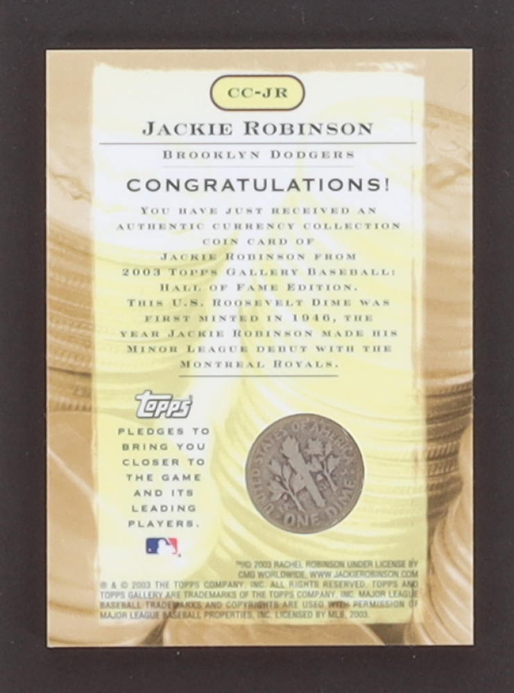 Jackie Robinson 2003 Topps Gallery HOF Currency Connection Coin Relics ...