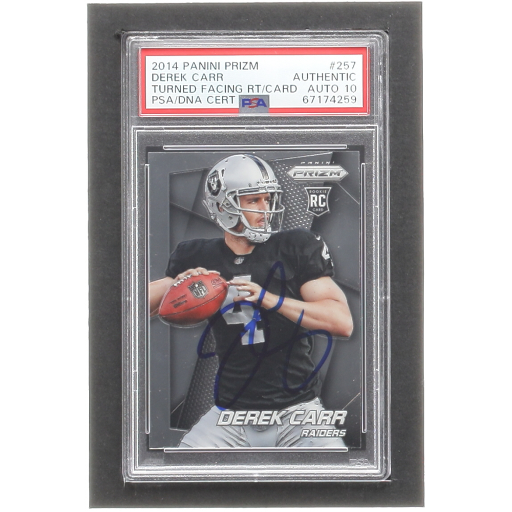 Derek Carr Signed 2014 Panini Prizm #257A Derek Carr RC (PSA ...