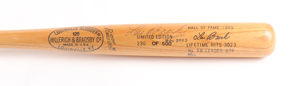 Lou Brock Signed LE Louisville Slugger Hillerich & Bradsby Model Hall ...