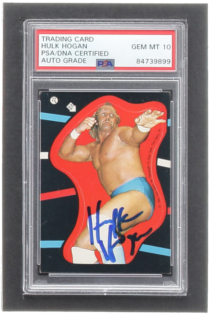 Hulk Hogan Signed 1985 Topps WWF Stickers #22 (PSA | Autograph Graded ...