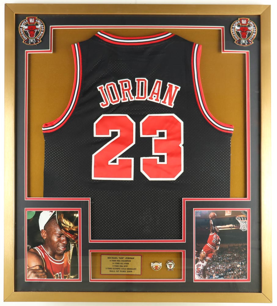 Michael Jordan Bulls Custom Framed Jersey Display with 1996 NBA Finals ...