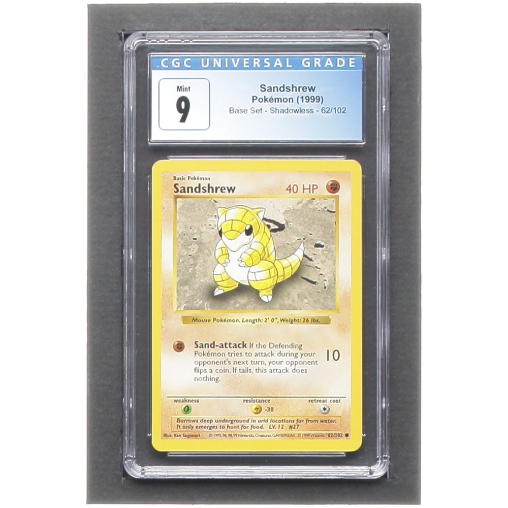 Sandshrew Pokemon 1999 Base Shadowless #62 (CGC 9) | Pristine Auction