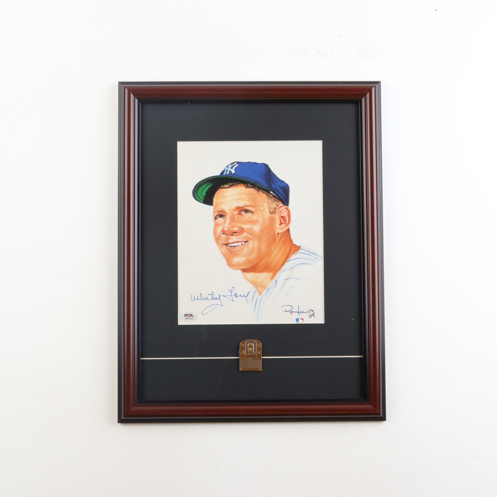 Whitey Ford Signed Yankees Custom Framed Ron Lewis Art Print with ...