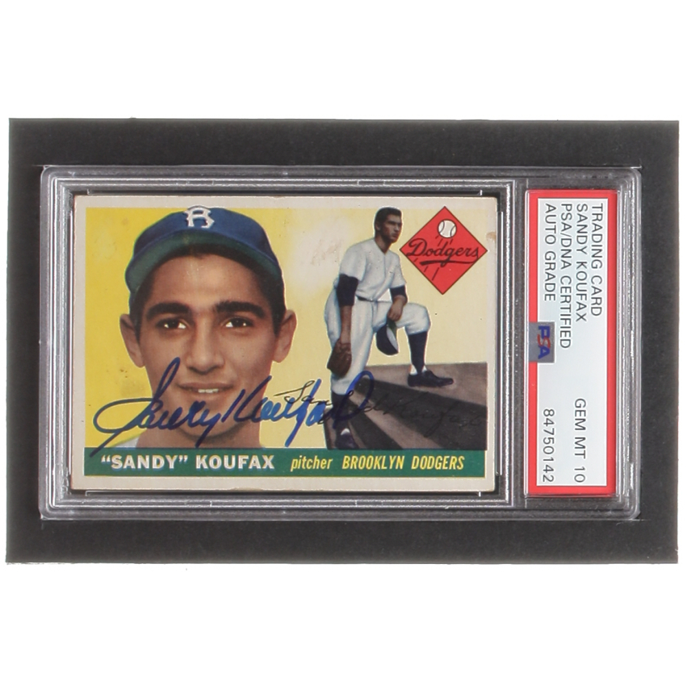 Sandy Koufax Signed 1955 Topps #123 RC (PSA | Autograph Graded 10 ...