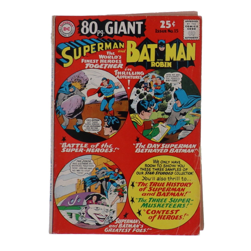1965 "Superman and Batman with Robin" Issue #15 DC Comic Book ...