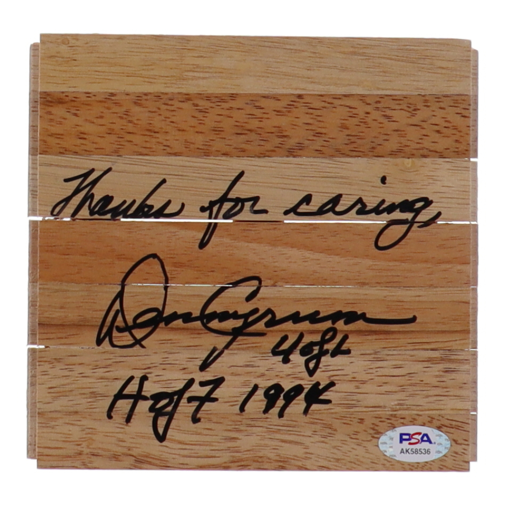 Denny Crum Signed 6x6 Wood Floorboard Piece Inscribed "Thanks for ...