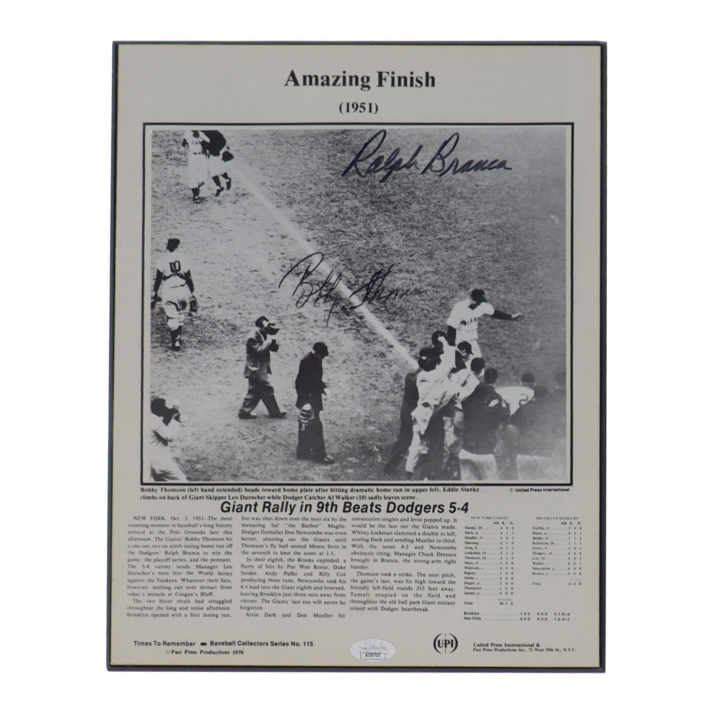 Ralph Branca & Bobby Thomson Signed Photo Plaque Display (JSA ...