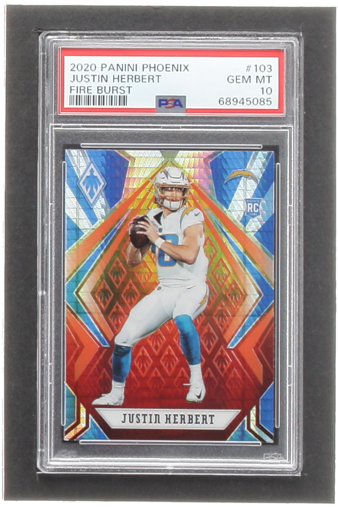 Justin Herbert 2020 Panini Phoenix Fire Burst #103 RC (PSA 10 ...