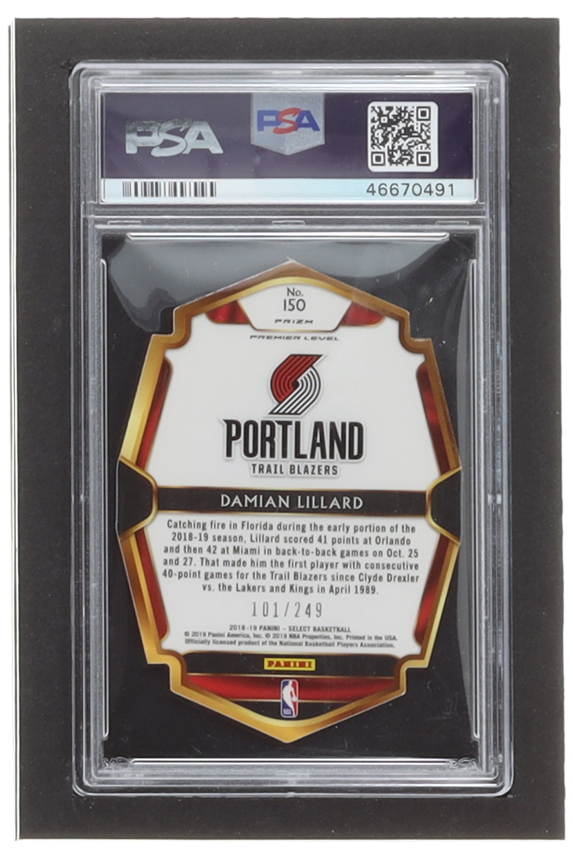 Damian Lillard 2018-19 Select Prizms Blue Die Cut #150 #101/249 (PSA 9 ...