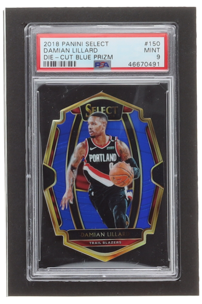 Damian Lillard 2018 Select #150 Premier Level Blue Die-Cut /249 PSA 9 ...