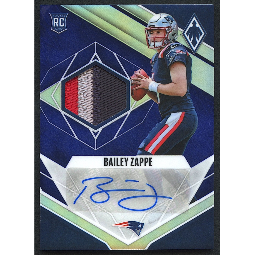 Bailey Zappe 2022 Panini Phoenix Rookie Premiere Jersey Autographs Prime Blue #29 RC #21/50 ...