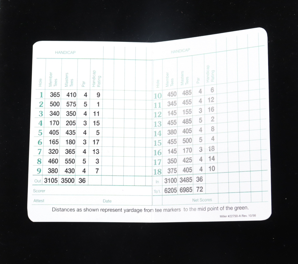 Phil Mickelson Signed Augusta National Masters Score Card (Beckett ...