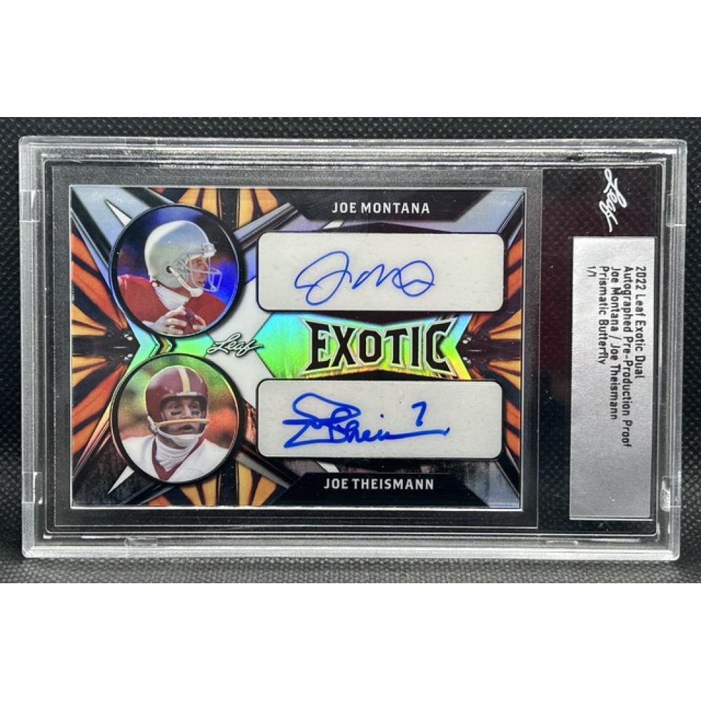 Joe Montana / Joe Theismann 2022 Leaf Exotic Dual Autographed Pre ...
