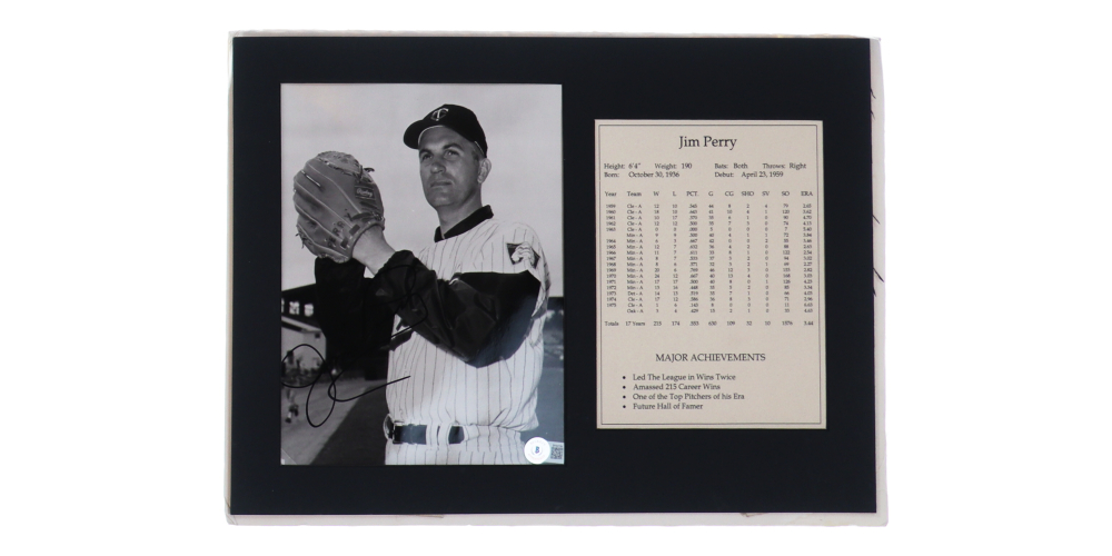 Jim Perry Signed Twins Custom Matted Photo Display (Beckett) | Pristine ...