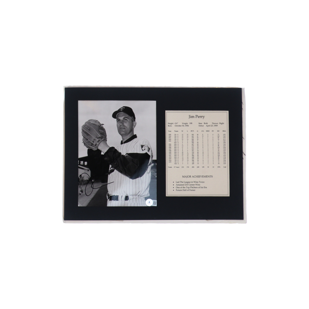 Jim Perry Signed Twins Custom Matted Photo Display (Beckett) | Pristine ...