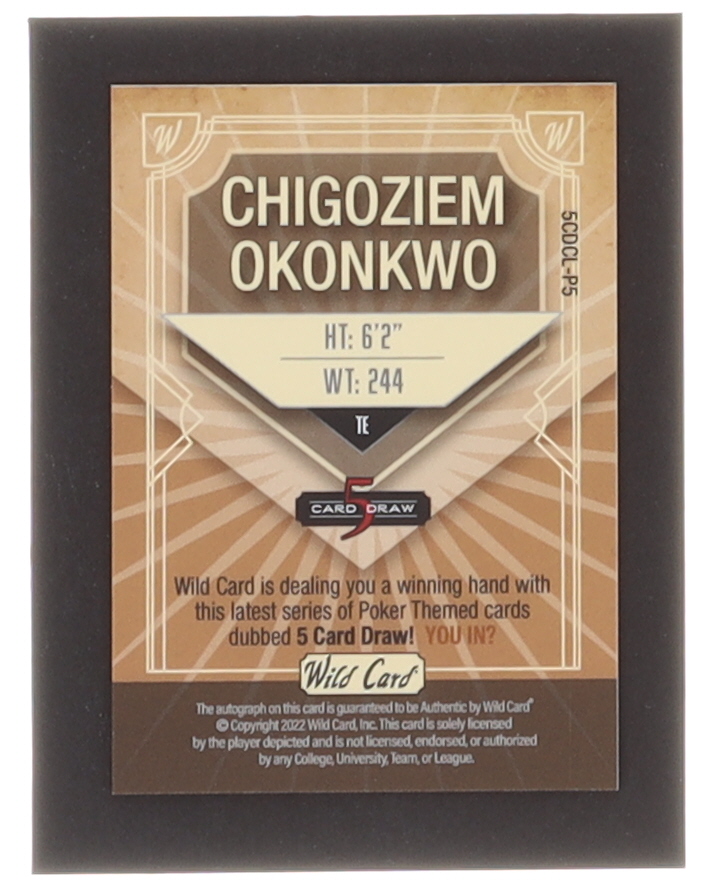 Chigoziem Okonkwo 2022 Wild Card Five Card Draw Classic Red #5CDCL5 #2/ ...