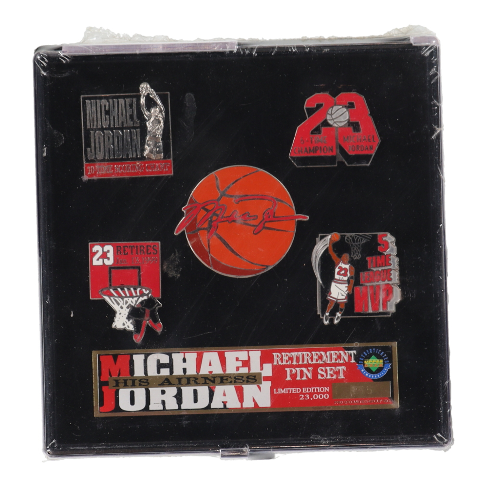 Michael Jordan Set of (6) LE Vintage Upper Deck Retirement Pins ...