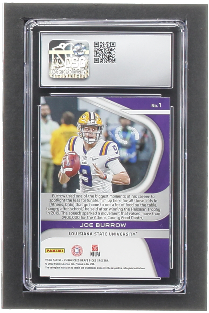 Joe Burrow 2020 Panini Spectra Draft Picks #1 RC (CSG 9.5) | Pristine ...