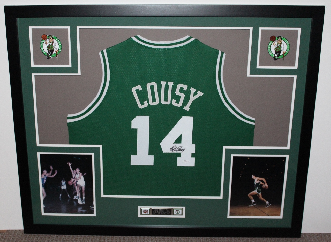 Bob Cousy Signed Celtics 35" x 43" Custom Framed Jersey (JSA COA ...