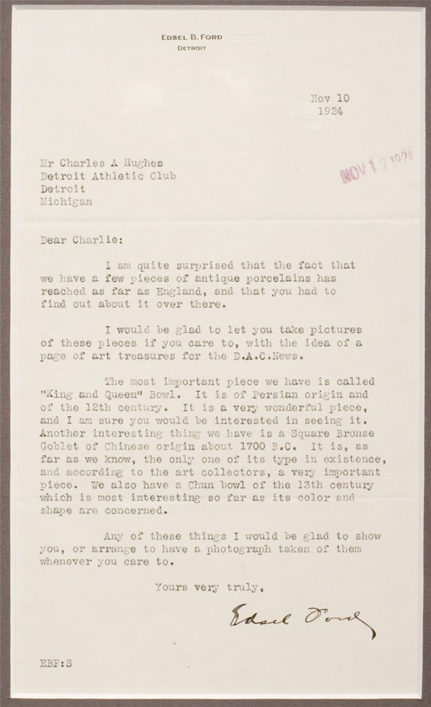 Henry Ford & Edsel Ford Ultra Rare Signed Document Collectible Display ...