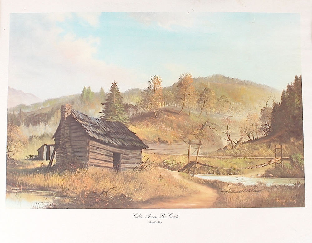 Russell May Signed "Cabin Across the Creek" 1975 17x22 Lithograph (PA ...