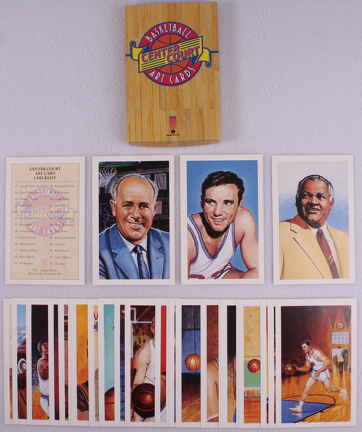 Set of (50) Ron Lewis Basketball Center Court Art Cards with Original ...