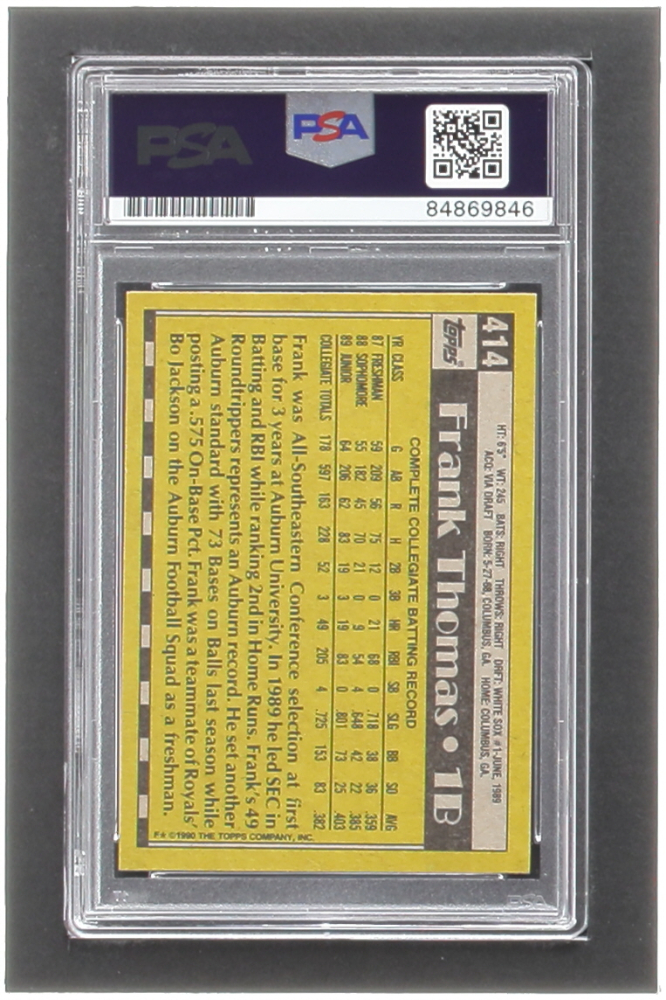 Frank Thomas Signed 1990 Topps #414B RC (PSA) | Pristine Auction