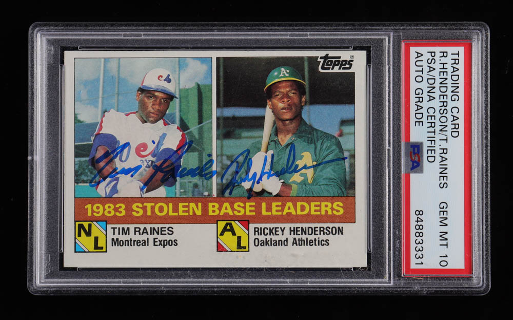Tim Raines / Rickey Henderson Signed 1984 Topps #134 LL (PSA ...