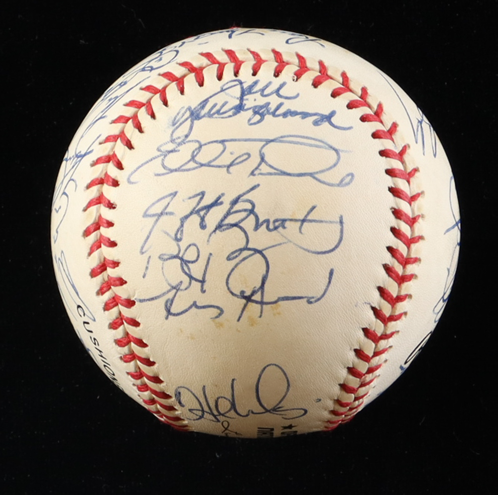1996 Reds ONL Baseball Signed By (24) with Barry Larkin, Lee Smith ...