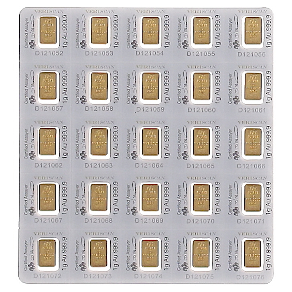 25 gram .999 Fine Gold Bar Multigram PAMP Suisse Assay | Pristine Auction