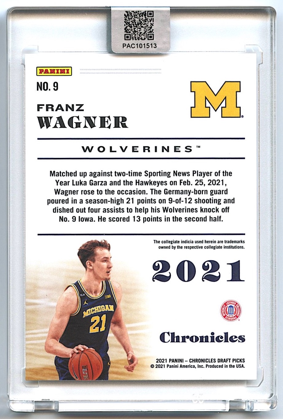 Franz Wagner Signed 2021-22 Panini Chronicles Draft Picks #9 RC (PA ...