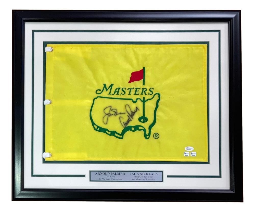 Jack Nicklaus & Arnold Palmer Signed Custom Framed Masters Golf Flag ...