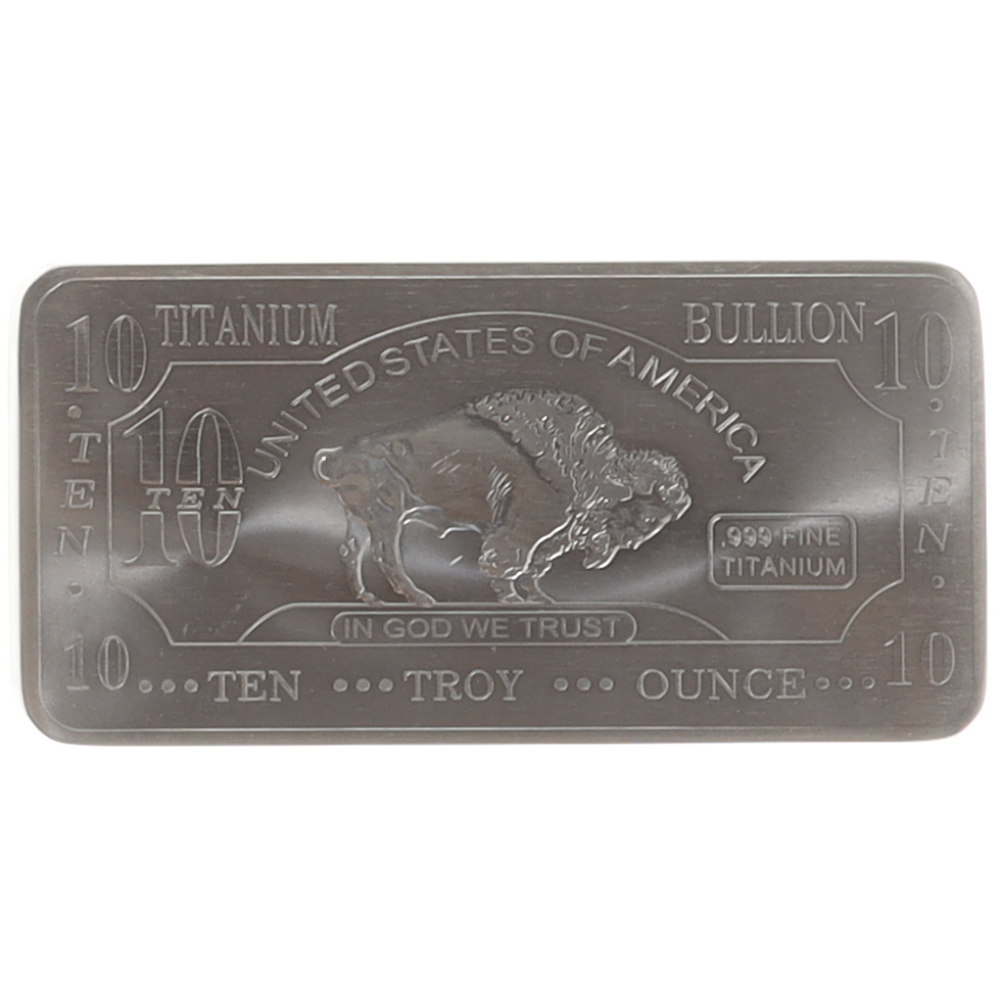 Ten Troy Ounce "Buffalo" .999 Fine Titanium Bullion Bar | Pristine Auction