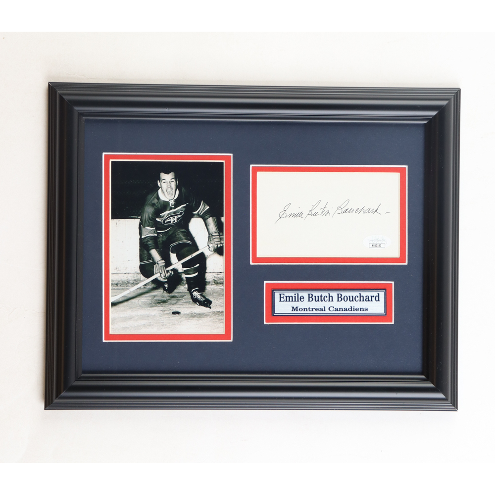 Emile "Butch" Bouchard Signed Canadiens Custom Framed Cut Display (JSA ...