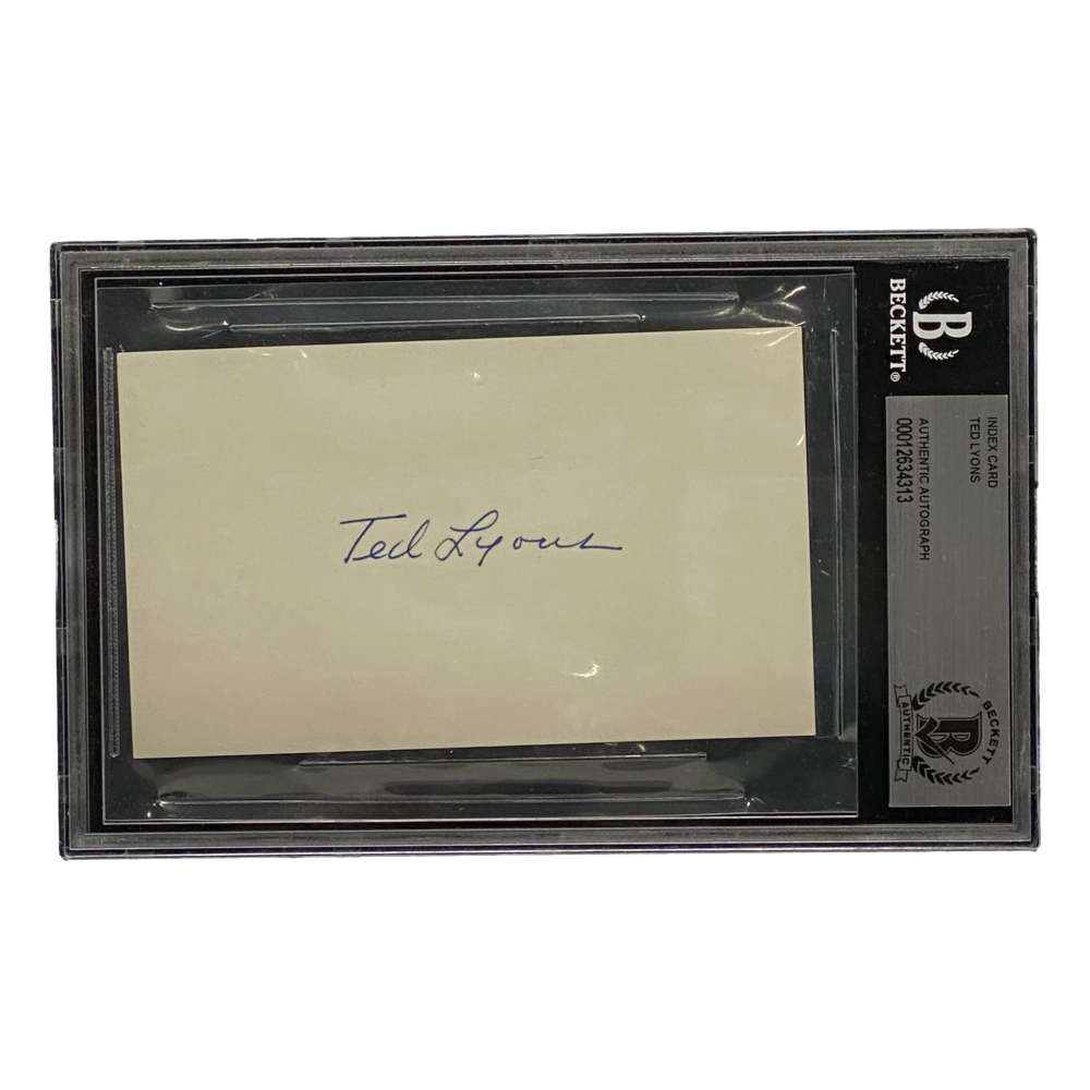 Ted Lyons Signed 3x5 Index Card (BAS Encapsulated) | Pristine Auction