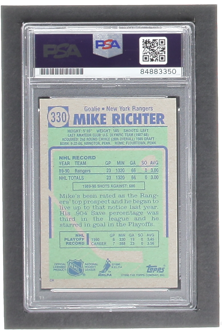 Mike Richter Signed 1990-91 Topps #330 RC (PSA | Autograph Graded 10 ...