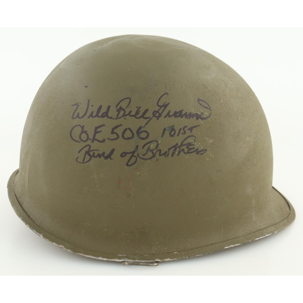 "Wild" Bill Guarnere Signed Army WWII Helmet Inscribed "Band of ...
