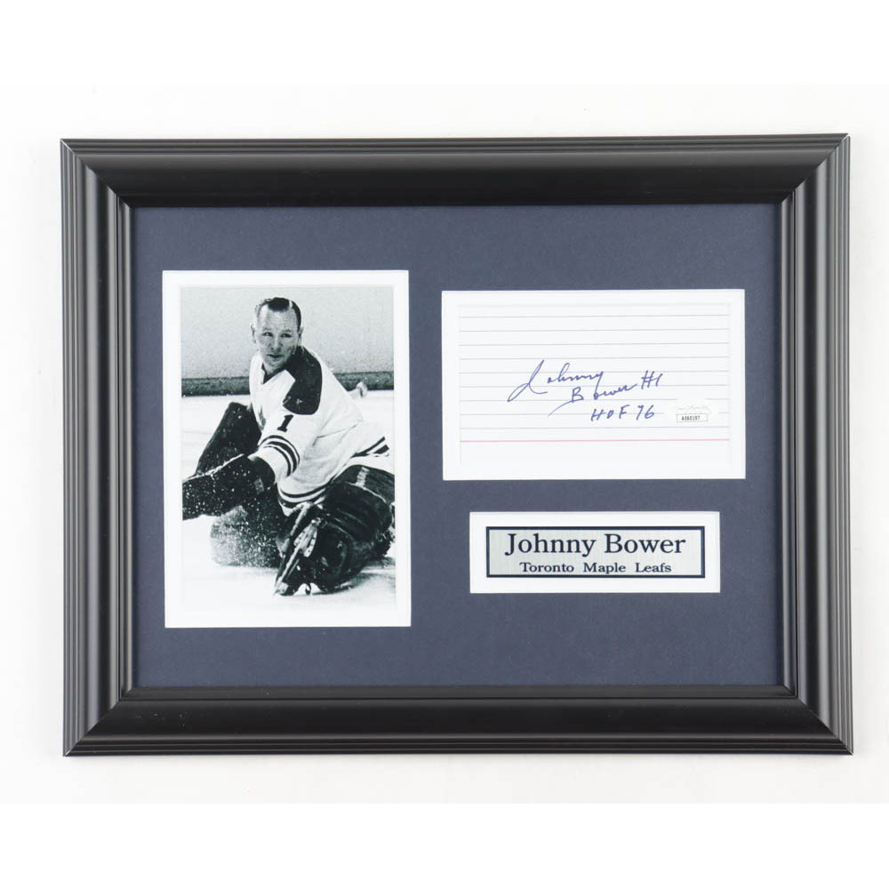 Johnny Bower Signed Maple Leafs Custom Framed Cut Display Inscribed ...